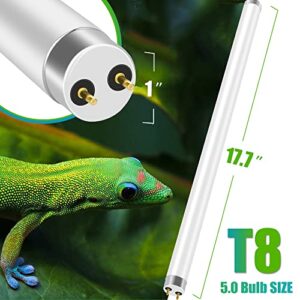 NEPTONION T8 Rainforest Terrarium Fluorescent Lamp Tube 18" Full Spectrum UVB Bulb, Dual-Threat UVA/UVB 5.0 Reptile Light for Reptiles and Amphibian, 15 Watt, 110V