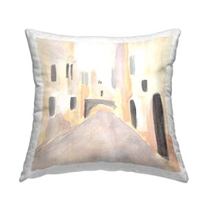 stupell industries soft tone urban alleyway delicate european buildings design by annie warren pillow, 18 x 18, yellow