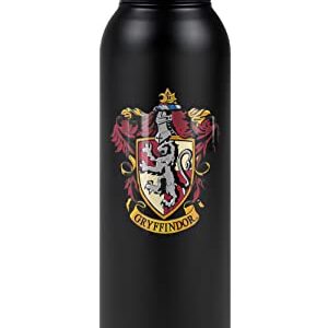 Harry Potter OFFICIAL Gryffindor Crest 24 oz Insulated Canteen Water Bottle, Leak Resistant, Vacuum Insulated Stainless Steel with Loop Cap, Black