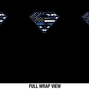 Superman OFFICIAL Superman Thin Blue Line Flag Shield Logo Pattern 24 oz Insulated Canteen Water Bottle, Leak Resistant, Vacuum Insulated Stainless Steel with Loop Cap, Black