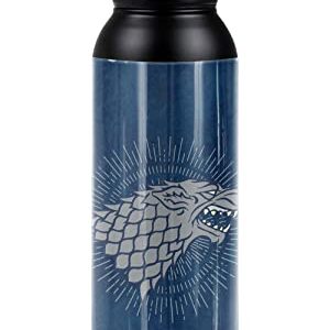 Game of Thrones OFFICIAL Stark Sigil 24 oz Insulated Canteen Water Bottle, Leak Resistant, Vacuum Insulated Stainless Steel with Loop Cap, Black