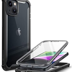 i-Blason Ares Designed for iPhone 14 Plus Case 6.7 inch (2022 Release), Dual Layer Rugged Clear Bumper Case with Built-in Screen Protector (Black)