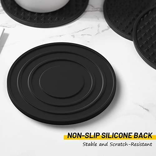 Mckanti 8 Pcs Drink Coasters with Holder, Silicone Coasters for Drinks, Non-Slip Coasters for Coffee Table, Desk, Kitchen, Office, Bar Tabletop Protection Suitable for Kinds of Cups, 4.3 Inches.