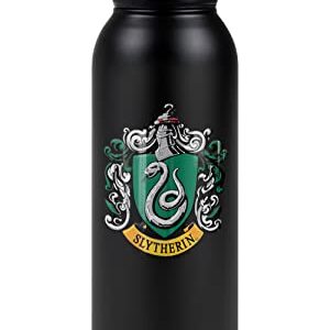 Harry Potter OFFICIAL Slytherin Crest 24 oz Insulated Canteen Water Bottle, Leak Resistant, Vacuum Insulated Stainless Steel with Loop Cap, Black