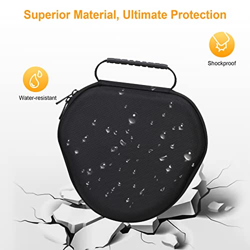 BOVKE Hard Carrying Case with Sleep Mode for Apple AirPods Max Wireless Over-Ear Headphones, AirPods Max Protective Portable Storage Bag with Mesh Pocket for Headphone Accessories, Black