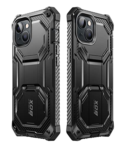 i-Blason Armorbox Series Designed for iPhone 14 Case 6.1" (2022)/iPhone 13 Case 6.1" (2021), Full-Body Rugged Holster Bumper Case with Built-in Screen Protector & Kickstand (Black)