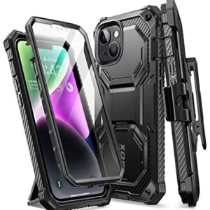 i-Blason Armorbox Series Designed for iPhone 14 Case 6.1" (2022)/iPhone 13 Case 6.1" (2021), Full-Body Rugged Holster Bumper Case with Built-in Screen Protector & Kickstand (Black)