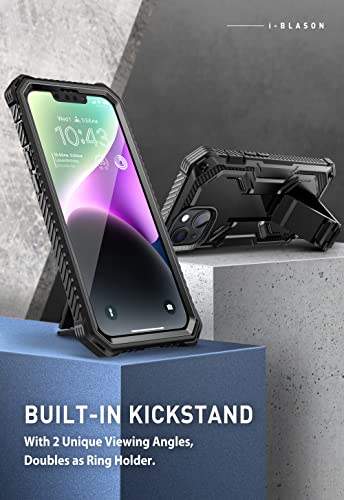 i-Blason Armorbox Series Designed for iPhone 14 Case 6.1" (2022)/iPhone 13 Case 6.1" (2021), Full-Body Rugged Holster Bumper Case with Built-in Screen Protector & Kickstand (Black)