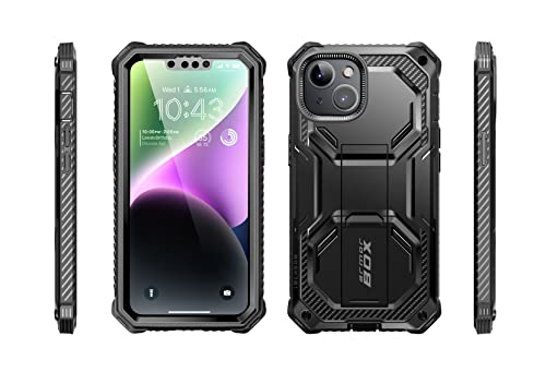 i-Blason Armorbox Series Designed for iPhone 14 Case 6.1" (2022)/iPhone 13 Case 6.1" (2021), Full-Body Rugged Holster Bumper Case with Built-in Screen Protector & Kickstand (Black)