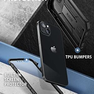 i-Blason Armorbox Series Designed for iPhone 14 Case 6.1" (2022)/iPhone 13 Case 6.1" (2021), Full-Body Rugged Holster Bumper Case with Built-in Screen Protector & Kickstand (Black)