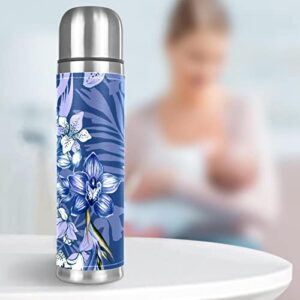 Orchids Paradise Bird Palm Leaves Vacuum Insulated Water Bottle Stainless Steel Thermos Flask Travel Mug Coffee Cup Double Walled 17 OZ