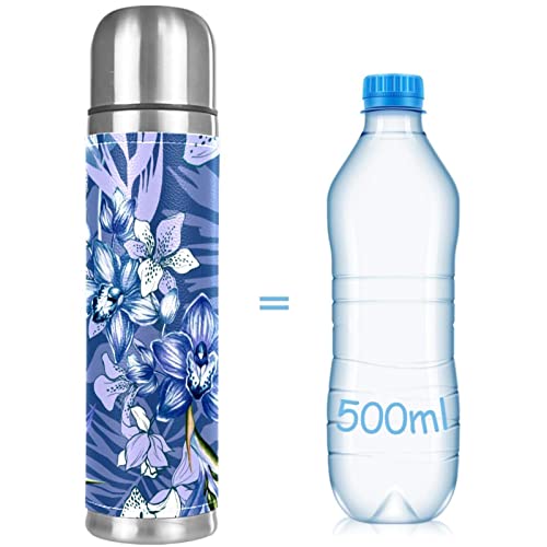 Orchids Paradise Bird Palm Leaves Vacuum Insulated Water Bottle Stainless Steel Thermos Flask Travel Mug Coffee Cup Double Walled 17 OZ