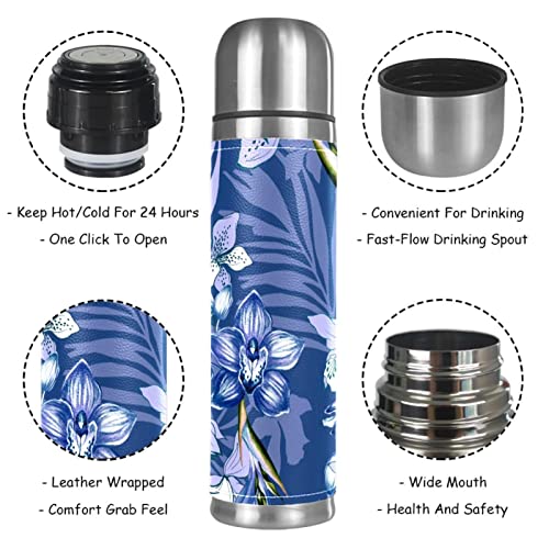 Orchids Paradise Bird Palm Leaves Vacuum Insulated Water Bottle Stainless Steel Thermos Flask Travel Mug Coffee Cup Double Walled 17 OZ