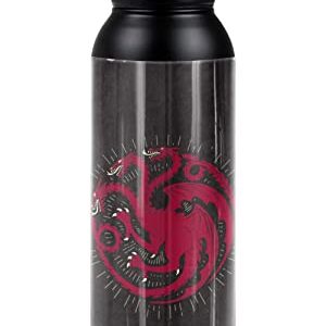 Game of Thrones OFFICIAL Targaryen Sigil 24 oz Insulated Canteen Water Bottle, Leak Resistant, Vacuum Insulated Stainless Steel with Loop Cap, Black