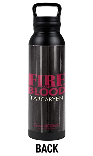 Game of Thrones OFFICIAL Targaryen Sigil 24 oz Insulated Canteen Water Bottle, Leak Resistant, Vacuum Insulated Stainless Steel with Loop Cap, Black