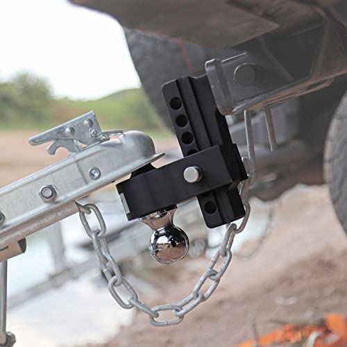 XPE Tow Hitch- Fits 2'' Receiver Only, 10'' Drop/Rise Drop, Dual Ball (2'' X 2-5/16''), Adjustable Aluminum Trailer Hitch for Heavy Duty Truck -12,500 Gtw with Trailer Locks, Black, XPE322010