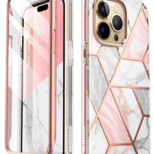 i-Blason Cosmo Series for iPhone 14 Pro Max Phone Case 6.7 inch (2022), Slim Full-Body Stylish Protective Case with Built-in Screen Protector (Marble)