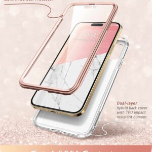 i-Blason Cosmo Series for iPhone 14 Pro Max Phone Case 6.7 inch (2022), Slim Full-Body Stylish Protective Case with Built-in Screen Protector (Marble)