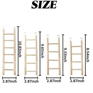 GXXMEI 4PCS Bird Toys Wooden Ladder, 4 Sizes Parakeet Toys Wood Ladder, Natural Wooden Step Ladder Bird Ladder, Bird Climbing Toys Bird Toys for Parakeets, Parrots, Cockatoo and Lovebirds