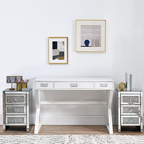 Alohappy Mirrored Nightstand with 3-Drawers, Mirror End Table Silver Bedside Table for Living Room/Bedroom, Fully Assembled