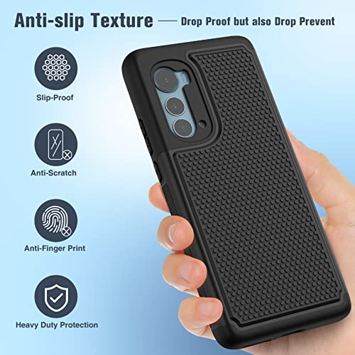 JXVM for Motorola Moto Edge 2022 Case: Moto Edge 2022 5G UW Dual Layer Case | Shockproof Protective Cell Phone Cover with Hybrid Sturdy Textured Shell - Drop Proof Protection - 6.6 inches (Black)