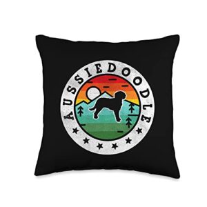 retro aussiedoodle love vintage aussiedoodle retro dog mom dad throw pillow, 16x16, multicolor