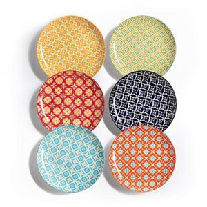 metahom salad plates, dessert plates 8 inch, colorful ceramic plate set for pasta, pancakes, steak, set of 6, dishwasher & microwave safe