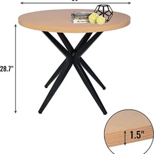 Dining Table TOP Wood Kitchen Coffee Table Counter Modern Cross Metal Led for Cafe Restaurant Wine Bar Home Office Conference Nordic Oak Grid 4-6 (Round 36")