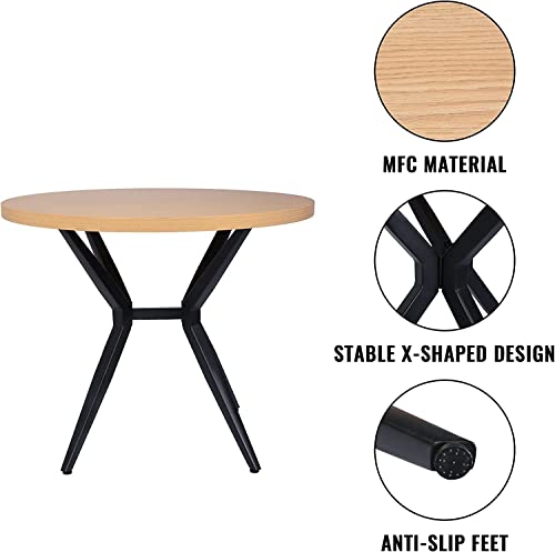 Dining Table TOP Wood Kitchen Coffee Table Counter Modern Cross Metal Led for Cafe Restaurant Wine Bar Home Office Conference Nordic Oak Grid 4-6 (Round 36")