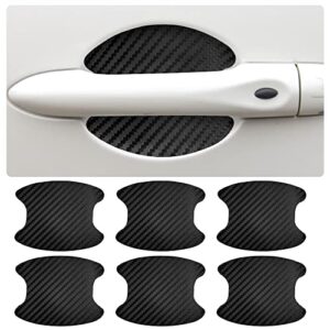 6 pcs car door handle car sticker,3d scratch resistant carbon fiber wrist sticker-traceless car door handle protective film,universal for most car handles (black)