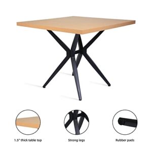 Square Dining Table TOP Wood Kitchen Coffee Table Counter Modern Cross Metal Led for Cafe Restaurant Wine Bar Home Office Conference Nordic Oak Grid 4-6 (Square 36")