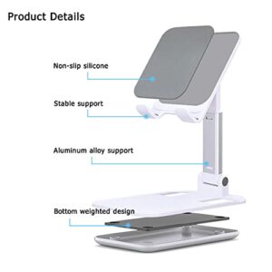 ZRONST Phone Stand for Desk Foldable Adjustable Angle Height Portable Cell Phone Holder Compatible with iPhone Ipad Android (White)