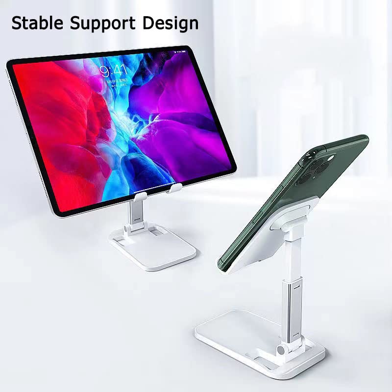 ZRONST Phone Stand for Desk Foldable Adjustable Angle Height Portable Cell Phone Holder Compatible with iPhone Ipad Android (White)