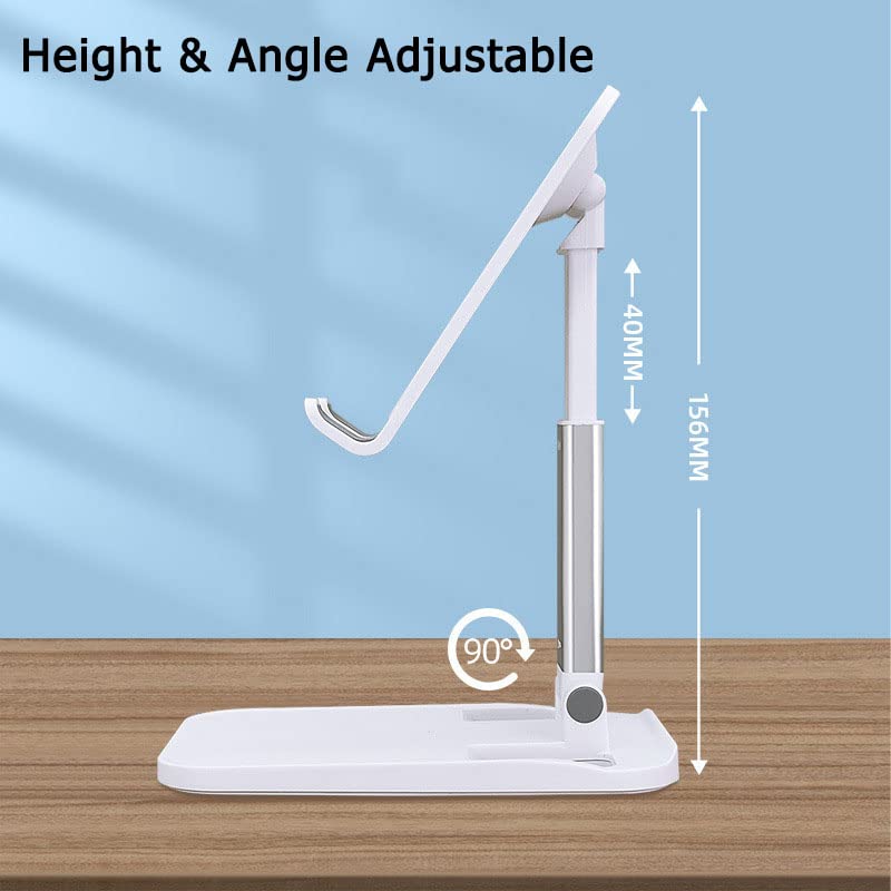 ZRONST Phone Stand for Desk Foldable Adjustable Angle Height Portable Cell Phone Holder Compatible with iPhone Ipad Android (White)