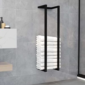 bathroom wall towel rack iron organization bath holder for folded large washcloths, storage mounted mount rolled towels, black, 9.8x7.9x37.4inch (1193267111dgmi6pz)