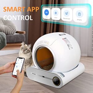 Self-Cleaning Cat Litter Box, Automatic Cat Litter Box PETCADO 24H for No Scooping with APP Control, Odor Removal, Safe Lock, Litter Mat, Quiet for Multiple Cats and All Kinds of Clumping Cat Litter