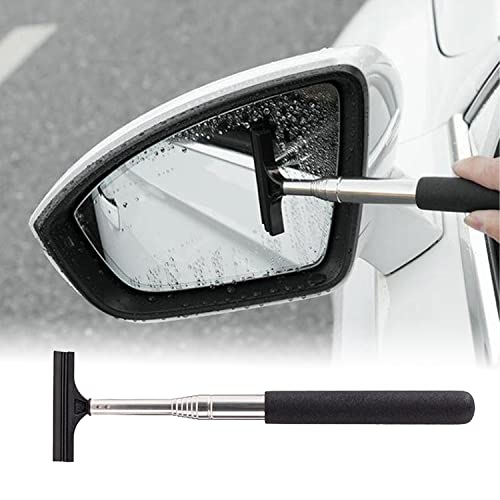 jeseny 1 PC Car Rearview Mirror Wiper Telescopic Auto Mirror Squeegee 98cm Long Handle Cleaning Tool Glass Mist Cleaner Black