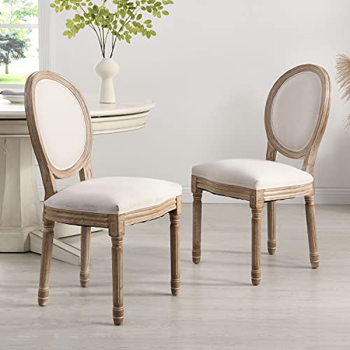 Cherry Tree Furniture Lainston Set of 2 Classic Limewashed Wooden Dining Chairs (Beige)