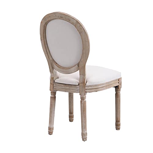 Cherry Tree Furniture Lainston Set of 2 Classic Limewashed Wooden Dining Chairs (Beige)