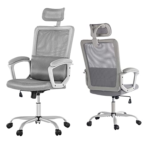 Desk Chair - Office Chair High Back Mesh Computer Chair with Lumbar Support Adjustable Height Swivel Home Office Chair