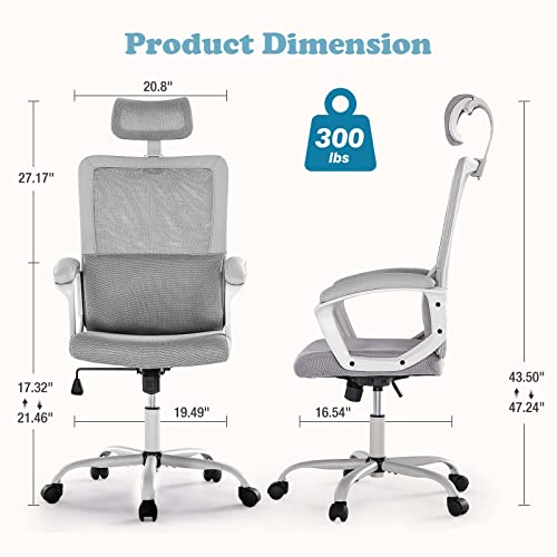 Desk Chair - Office Chair High Back Mesh Computer Chair with Lumbar Support Adjustable Height Swivel Home Office Chair