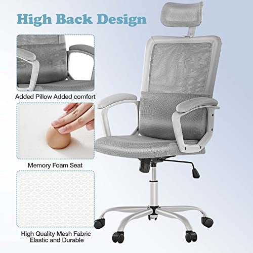 Desk Chair - Office Chair High Back Mesh Computer Chair with Lumbar Support Adjustable Height Swivel Home Office Chair