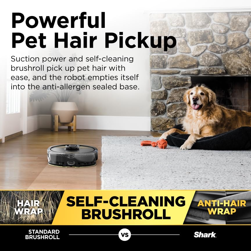 Shark AV2610WA AI Ultra 2in1 Robot Vacuum & Mop with Sonic Mopping, Matrix Clean, Home Mapping, HEPA Bagless Self Empty Base, CleanEdge Technology, for Pet Hair, Wifi, Works with Alexa, Black/Gold