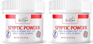 2-pack styptic powder for dogs, cats, and birds (2 oz) by evo dyne | fast-acting blood stop powder for pets | quick stop bleeding powder for dog nail clipping, grooming, cuts and more