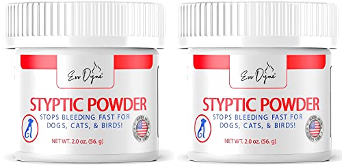 2-Pack Styptic Powder for Dogs, Cats, and Birds (2 oz) by Evo Dyne | Fast-Acting Blood Stop Powder for Pets | Quick Stop Bleeding Powder for Dog Nail Clipping, Grooming, Cuts and More