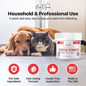 2-Pack Styptic Powder for Dogs, Cats, and Birds (2 oz) by Evo Dyne | Fast-Acting Blood Stop Powder for Pets | Quick Stop Bleeding Powder for Dog Nail Clipping, Grooming, Cuts and More