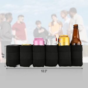 Beautyflier Beer Belt Holder Insulated 6 Pack Cold Beer Waist Holder for Man Adjustable Tough Premium Strap with Hook&Loop Closure for Fun Cool Party, Game Night, Fishing Holster (Black)