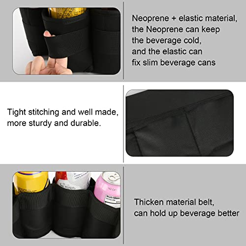 Beautyflier Beer Belt Holder Insulated 6 Pack Cold Beer Waist Holder for Man Adjustable Tough Premium Strap with Hook&Loop Closure for Fun Cool Party, Game Night, Fishing Holster (Black)