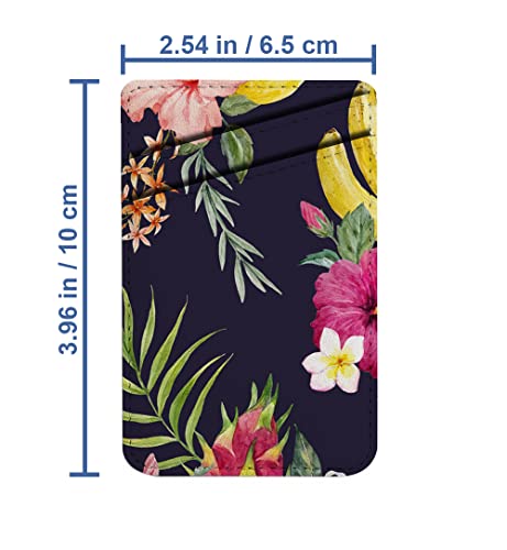 Pack of 2 - Cellphone Stick on Leather Cardholder ( Watercolor Print Pineapple Hibiscus Flower Pattern Pattern ) ID Credit Card Pouch Wallet Pocket Sleeve