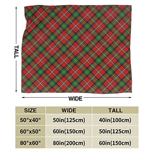 Throw Blanket Scottish Tartan Boyd Plaid Ultra Soft Lightweight Bed Blanket Quilt Durable Home Decor Fleece Blanket Sofa Blanket Luxurious Carpet for Men Women Kids 50"x40"